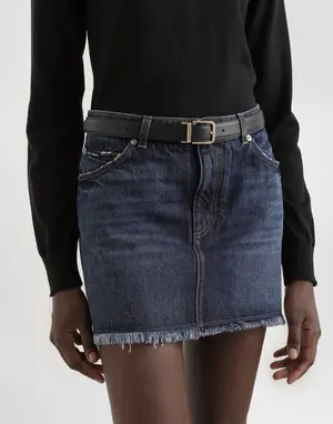 Dolce & Gabbana Denim Miniskirt With Flap Opening - Multicolor