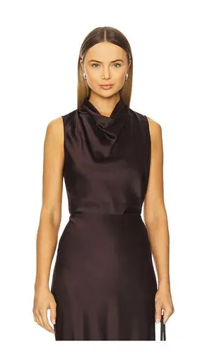 Veronica Beard Tam Drape Neck Top - Dark Currant