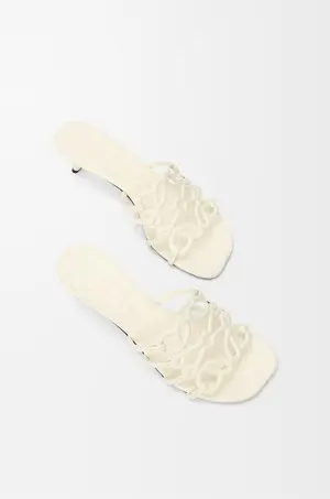 Loewe Anagram Cut-out Leather Slides - Anthurium White