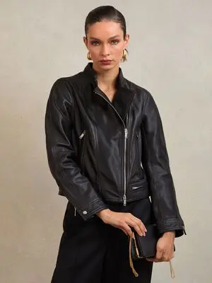 REISS Atelier Leather Biker Jacket