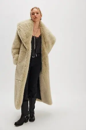 Free People Longline Faux Fur Topcoat