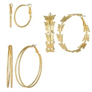 Jessica Simpson 3-piece Hoop Earring Set - Gold