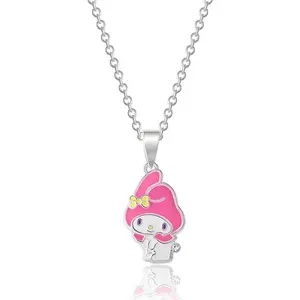 HELLO KITTY My Melody Crystal Pendant Necklace Silver/ Pink