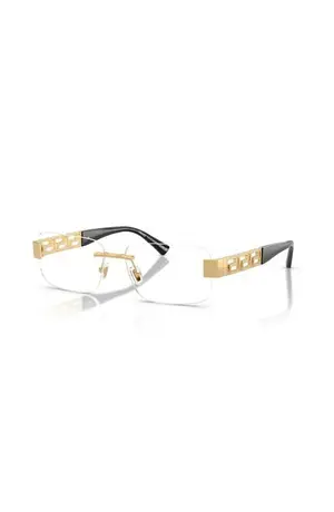 Versace 56mm Rectangle Optical Glasses - Gold