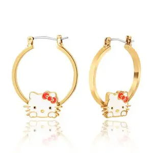 HELLO KITTY Face Hoop Earrings - Gold