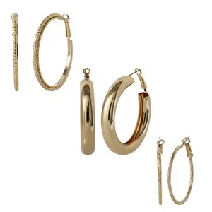 Jessica Simpson Textured Hoop Earring Set - Gold