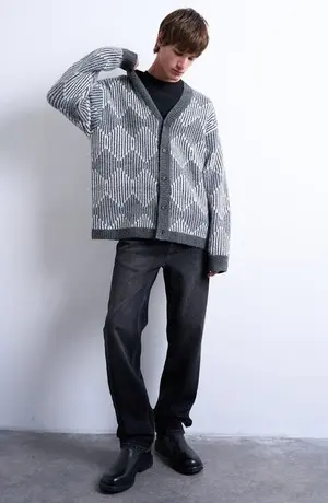 Topman Diamond V-neck Cardigan