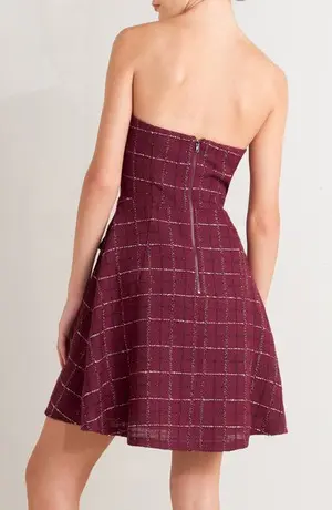 FREEMARKET Bouclé Tweed Strapless Mini Dress