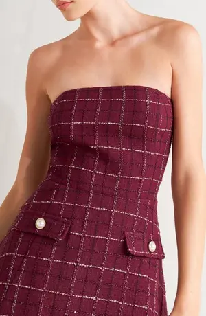 FREEMARKET Bouclé Tweed Strapless Mini Dress