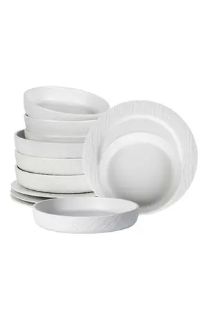 STONE + LAIN Senso New Bone China 12-piece Dinnerware Set - White