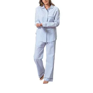 MATOUK Matteo Striped Seersucker Pajama Set - Azure
