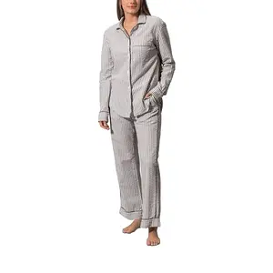 MATOUK Matteo Striped Seersucker Pajama Set - Bark
