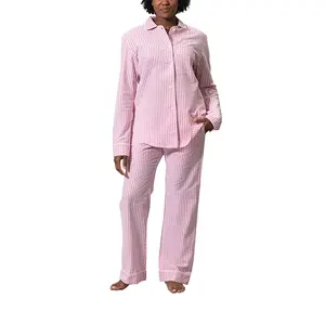 MATOUK Matteo Striped Seersucker Pajama Set - Peony