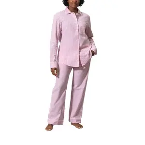 MATOUK Matteo Striped Seersucker Pajama Set - Peony