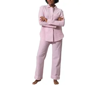 MATOUK Matteo Striped Seersucker Pajama Set - Peony