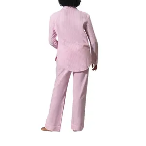 MATOUK Matteo Striped Seersucker Pajama Set - Peony