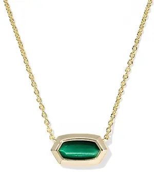Kendra Scott Elisa Stone Bezel Pendant Necklace - Gold/green