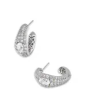 Kendra Scott Bella Crystal Open Hoop Earrings - Silver
