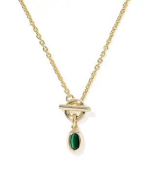 Kendra Scott Mini Elisa Stone Pendant Necklace - Gold/green