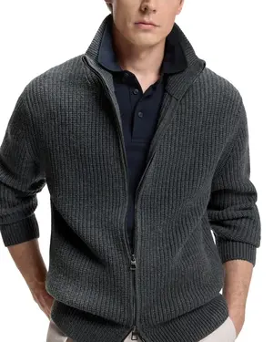 BOSS X Beckham Hilustre Ribbed Zip Front Sweater
