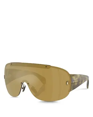 Moncler Rizon Aviator Shield Sunglasses, 143mm - Shiny Pale