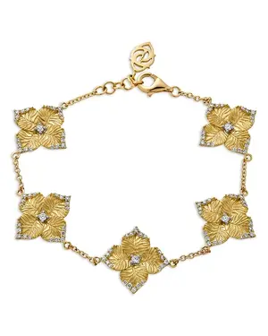 Piranesi 18k Yellow Diamond Flower Link Bracelet - Gold