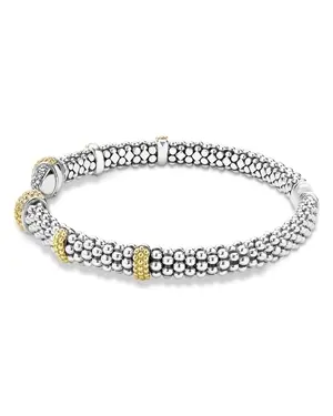 Lagos 18k Yellow Gold & Sterling Diamond Cuff Bracelet - Silver