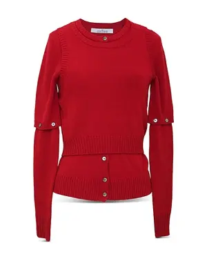 Rokh Detachable Sleeve Cardigan Set - Red