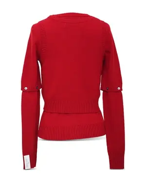 Rokh Detachable Sleeve Cardigan Set - Red