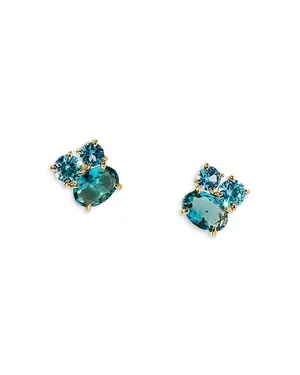 Nadri Stellar Cluster Stud Earrings - Blue/gold