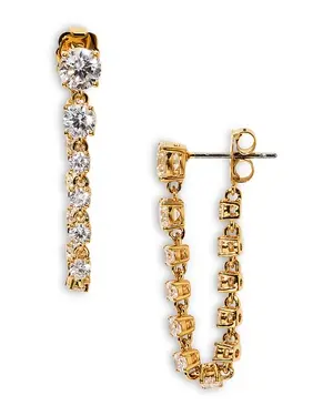 Nadri Cubic Zirconia Front To Back Earrings - Gold