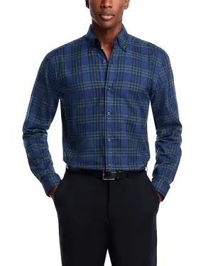 Bloomingdale'S Plaid Twill Button Down Shirt Exclusive - Navy Olive