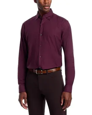 Bloomingdale'S Check Twill Button Down Shirt Exclusive - Black Cranberry