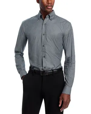 Bloomingdale'S Check Twill Button Down Shirt Exclusive - Black Grey