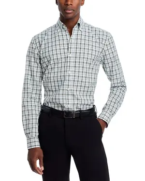 Bloomingdale'S Oxford Plaid Button Down Shirt Exclusive - Green White