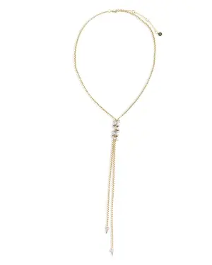 Aqua Twisted Lariat Necklace - Two Tone