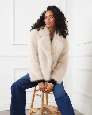 Karen Kane Cropped Faux Fur Jacket