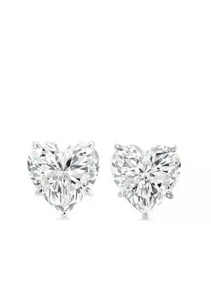 ANABELA CHAN 14k White Gold Vermeil Heart Diamond Stud Earrings
