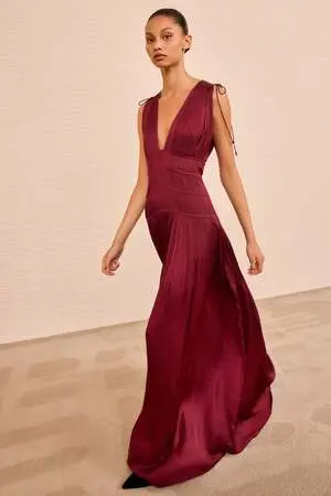 Ulla Johnson Tasneem Deep V Gown - Claret