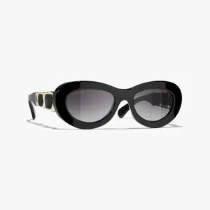 Chanel Oval Sunglasses - Black