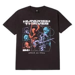 100 THIEVES X Attack On Titan 3 Titans T-shirt - Black
