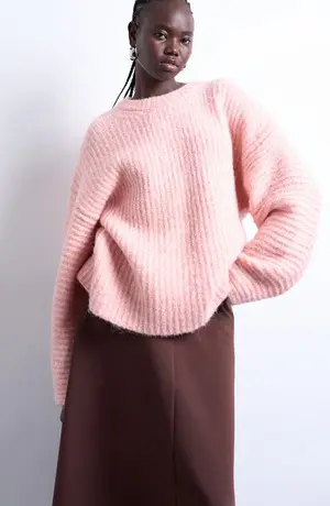 TOPSHOP Balloon Sleeve Crewneck Sweater