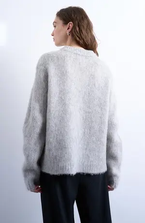 Topshop Fluffy V-neck Wool And Alpaca Blend Sweater