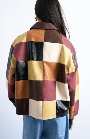 Topshop Patchwork Faux Leather Jacket