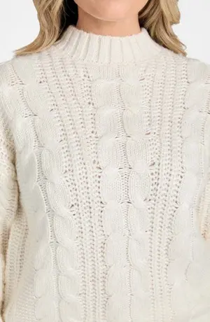 Guess Nathalie Cable Mock Neck Sweater - Ivory