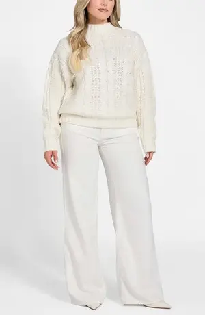 Guess Nathalie Cable Mock Neck Sweater - Ivory