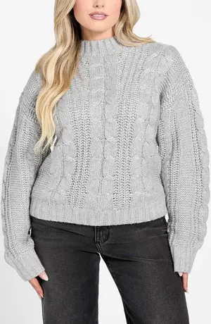 Guess Nathalie Cable Mock Neck Sweater - Medium Grey