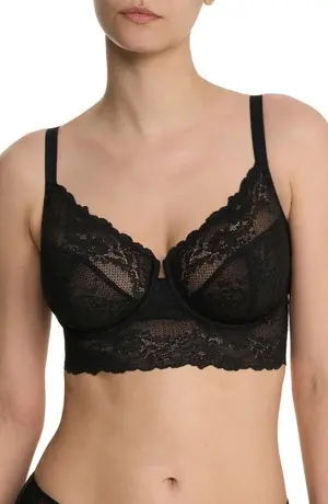 Natori Heavenly Full Coverage Longline Lace Underwire Bra - Black