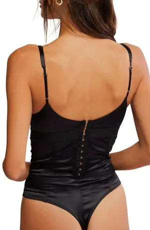 Free People Anywhere With You Stretch Satin Bodysuit