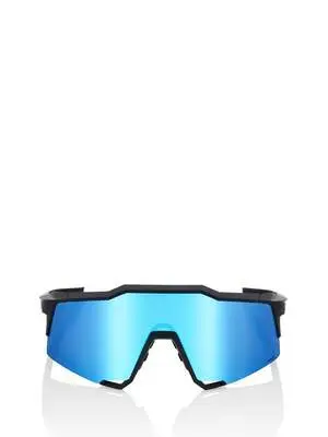100% Speedcraft Sunglasses - Matte Black / Hiper Blue Multilayer Mirror Lens